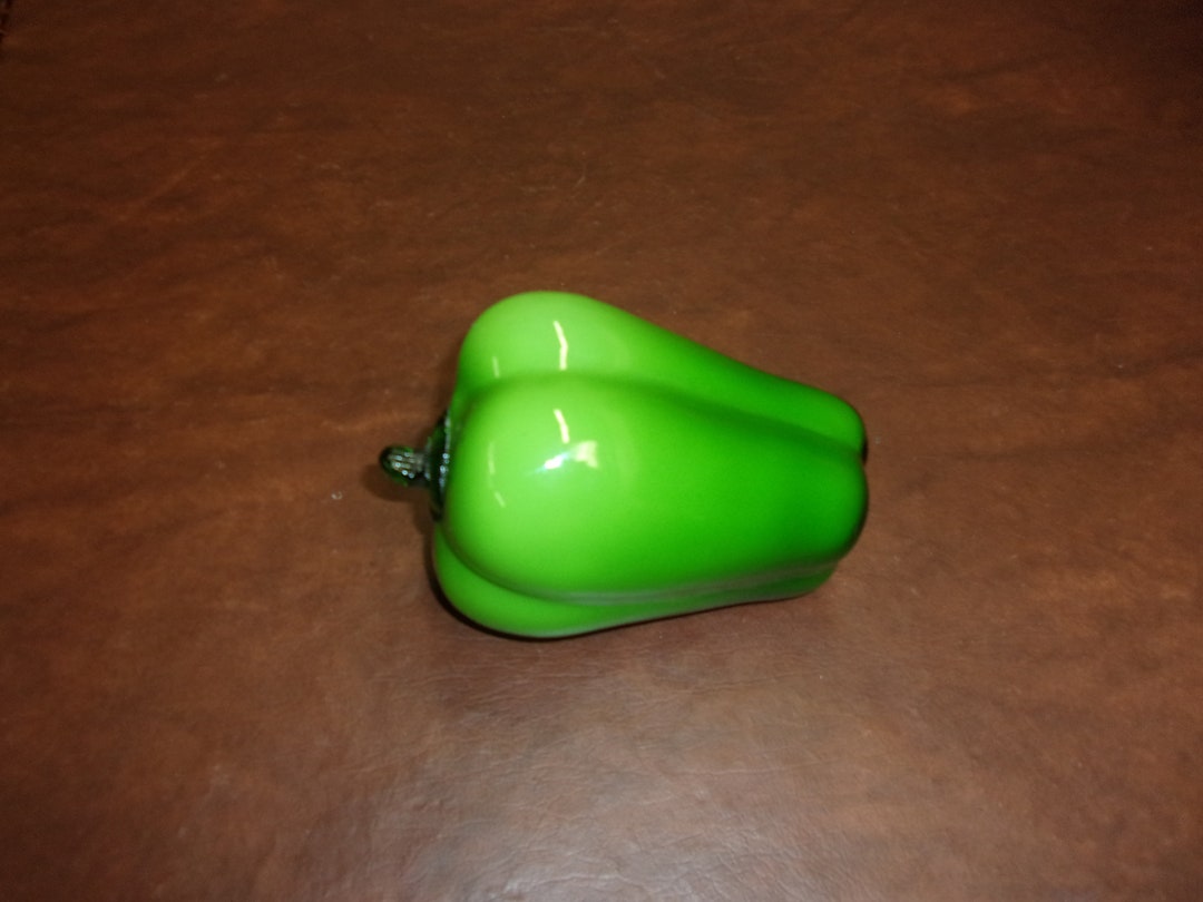 Vintage Art Glass Green Pepper - Etsy