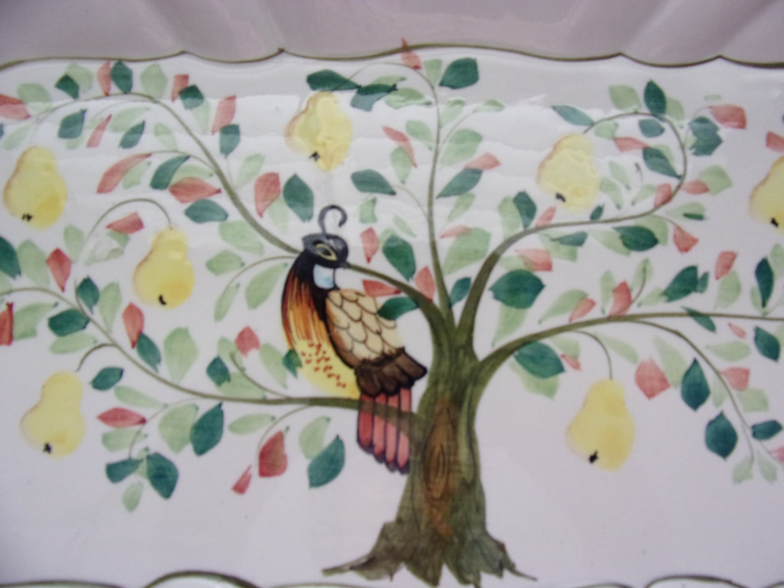 Vintage Handpainted Partridge In A Pear Tree Ceramic Tray | Etsy