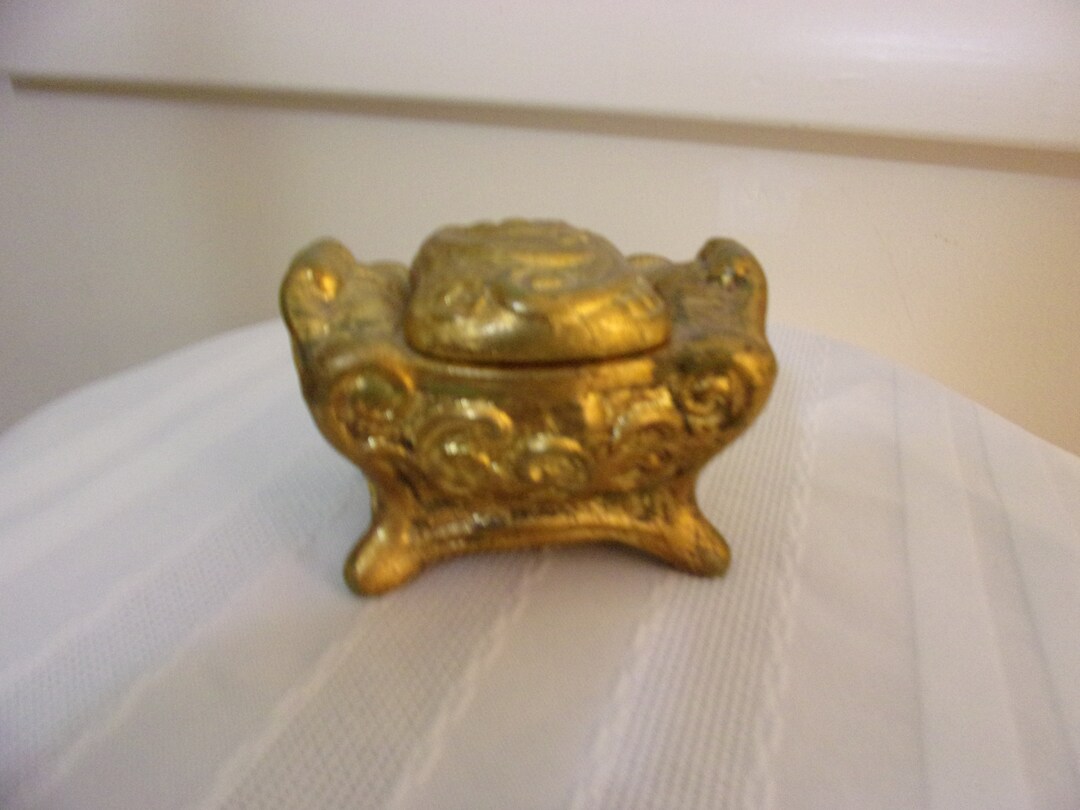 Vintage Gold Leaf Decorative Box - Etsy