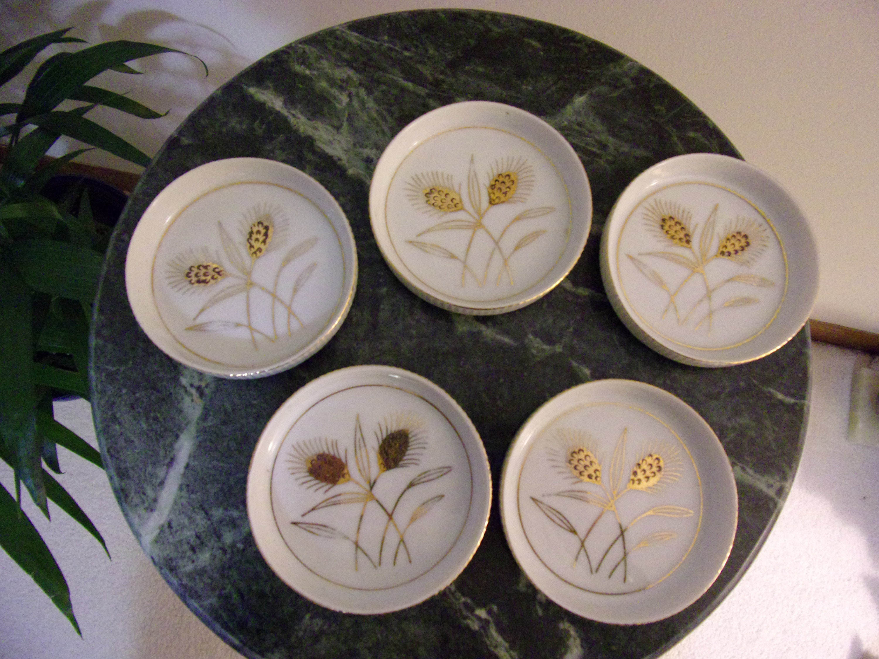 Vintage Set Of Five Ceramic Handpainted Wheat Coasters Made In | Etsy
