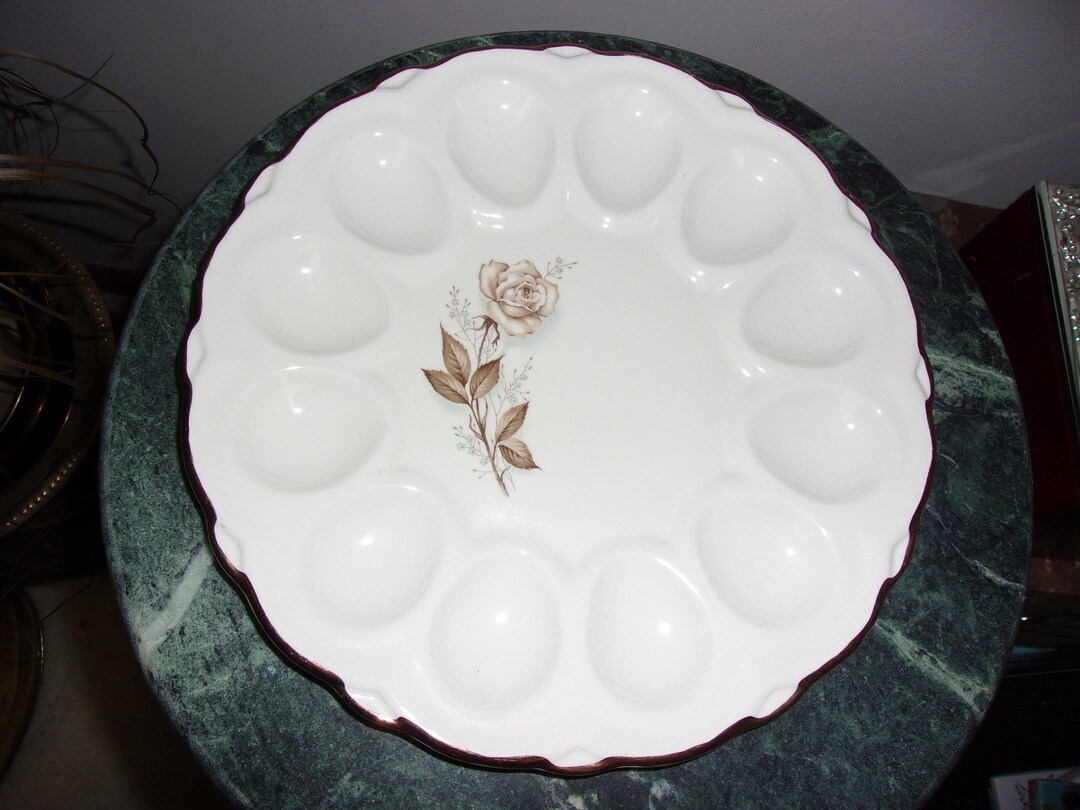 Vintage Ceramic Rose Deviled Egg Dish by Sabin China Ovenproof Dish - Etsy