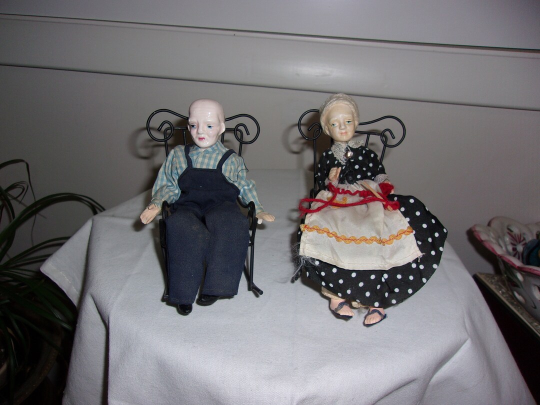 Vintage Grandma Knitting and Grandpa in Rocking Chairs - Etsy