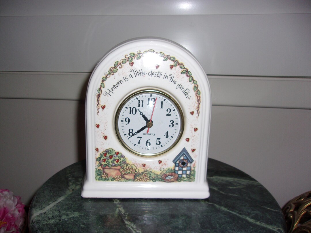 Vintage Ceramic Clock "heaven is A Little Closer in the Garden" Clock ...