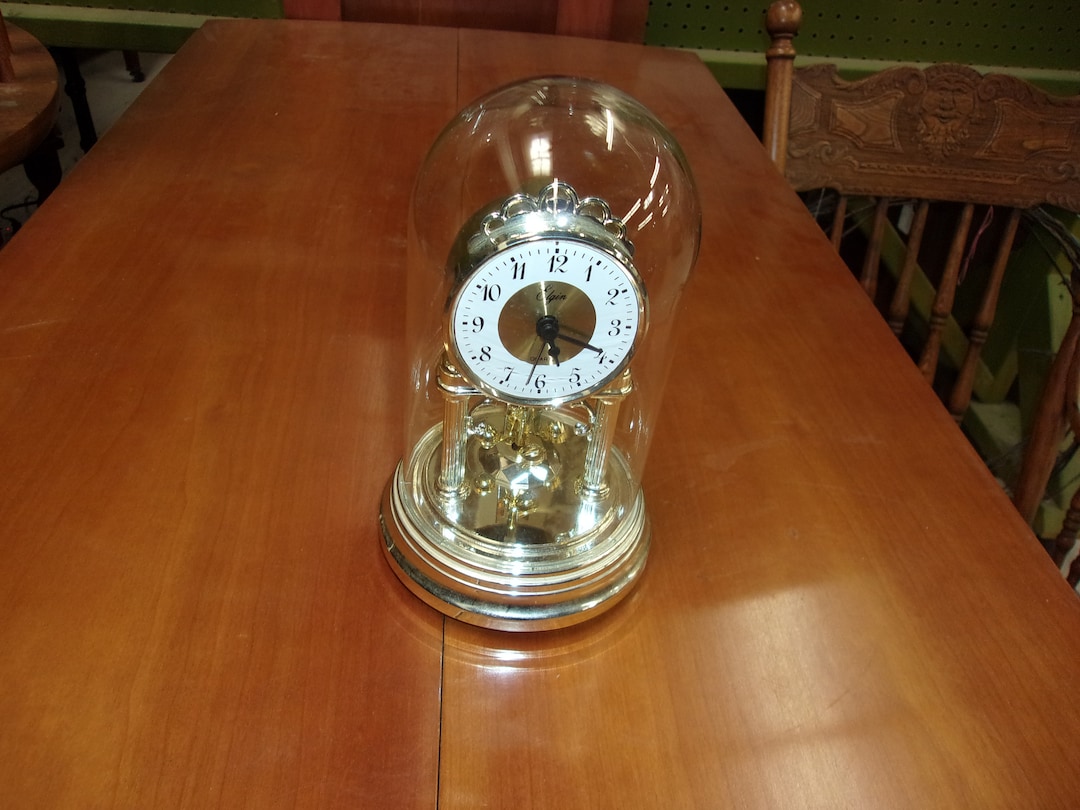 Vintage Elgin Small Glass Dome Clock - Etsy