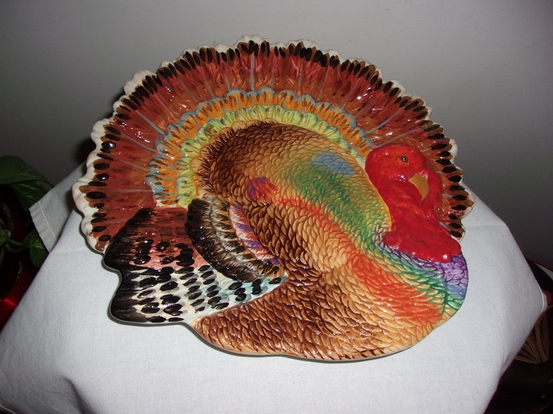 Vintage Holiday Ceramic Turkey Canape Tray - Etsy