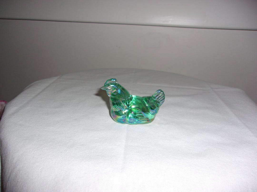 Vintage Fenton Irredescent Chicken Hen Art Glass Figurine - Etsy