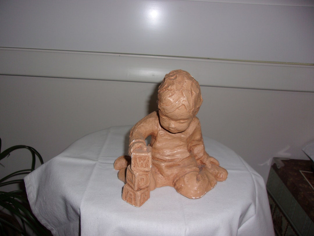 Vintage Boy With Blocks Figurine - Etsy