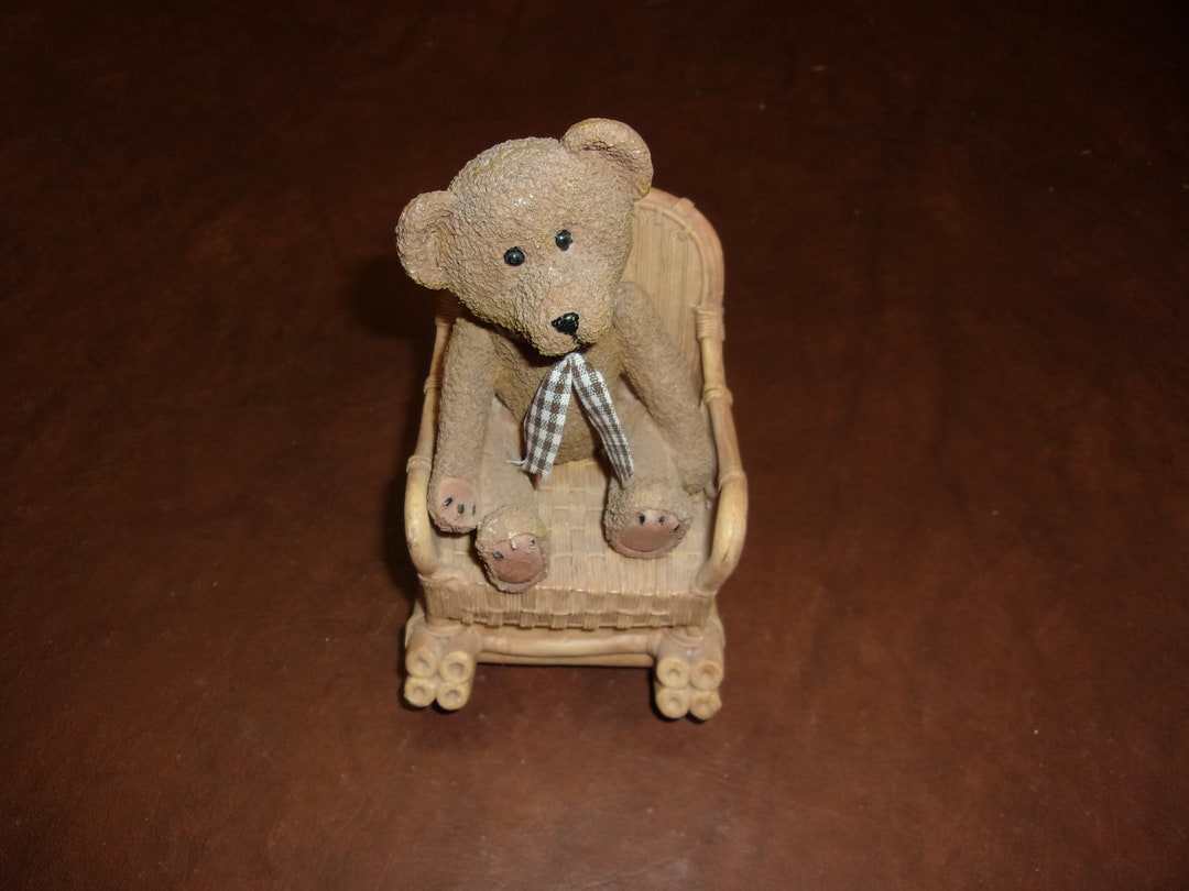 Vintage Teddy Bear in A Rocking Chair Music Box - Etsy