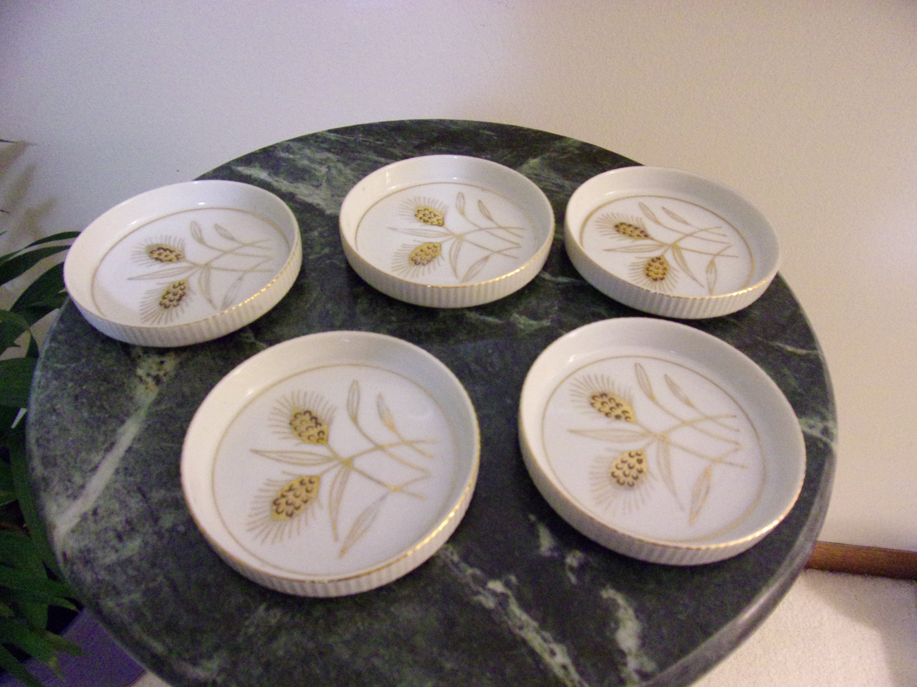 Vintage Set Of Five Ceramic Handpainted Wheat Coasters Made In | Etsy