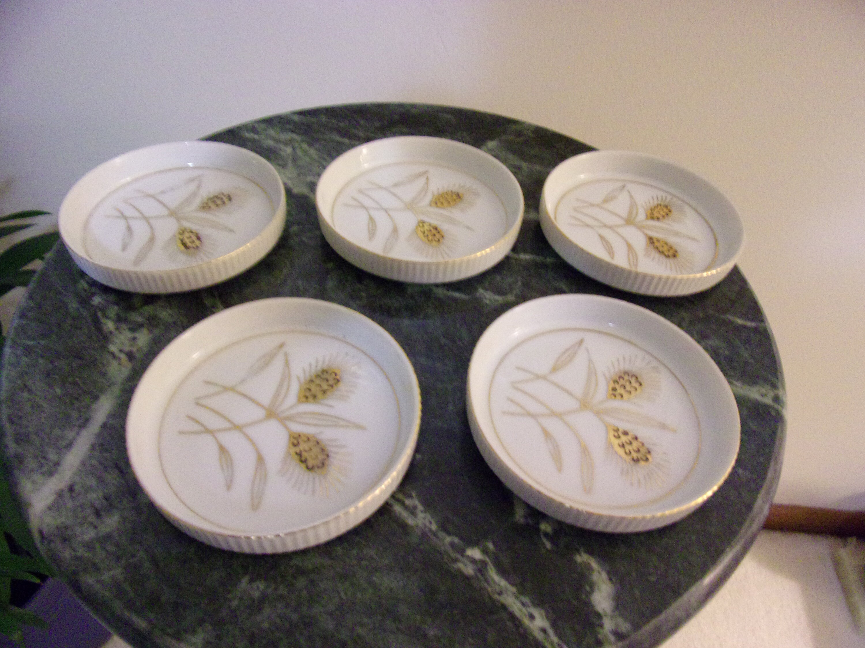 Vintage Set Of Five Ceramic Handpainted Wheat Coasters Made In | Etsy