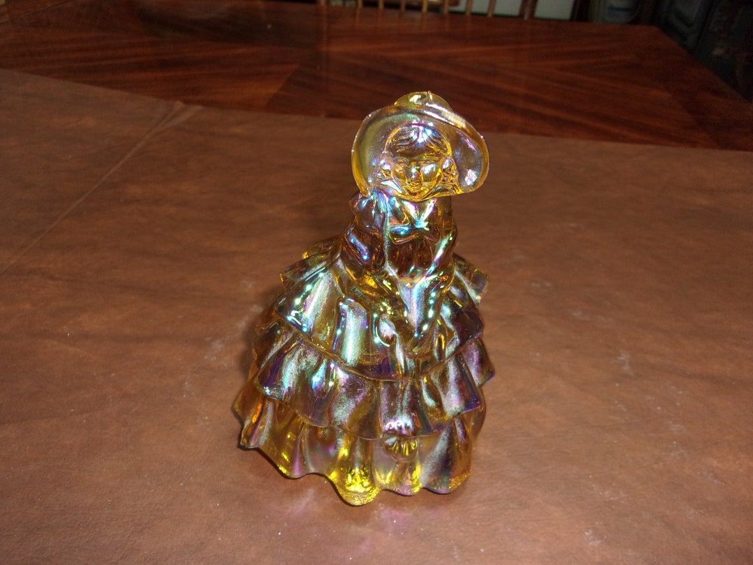 Vintage Woman in A Fancy Dress and Hat Irredescent Glass Figurine - Etsy