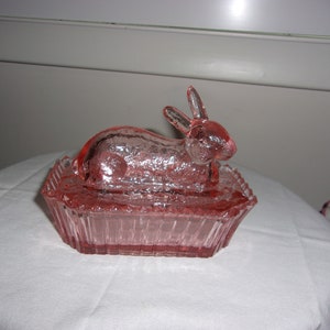 Vintage Pink Depression Glass Bunny Rabbit on A Nest Covered Dish - Etsy