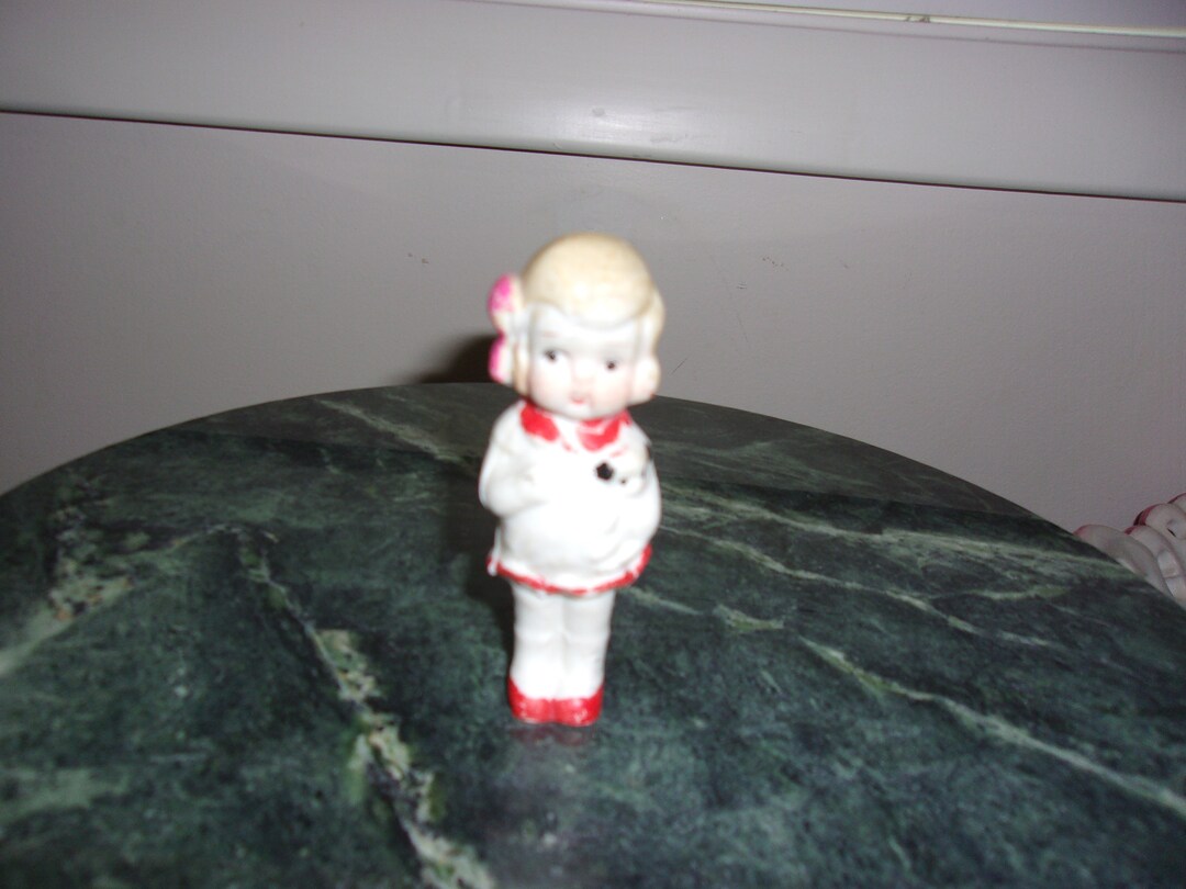 Vintage Small Ceramic Kewpie Girl With Dog Figurine Made in Japan - Etsy