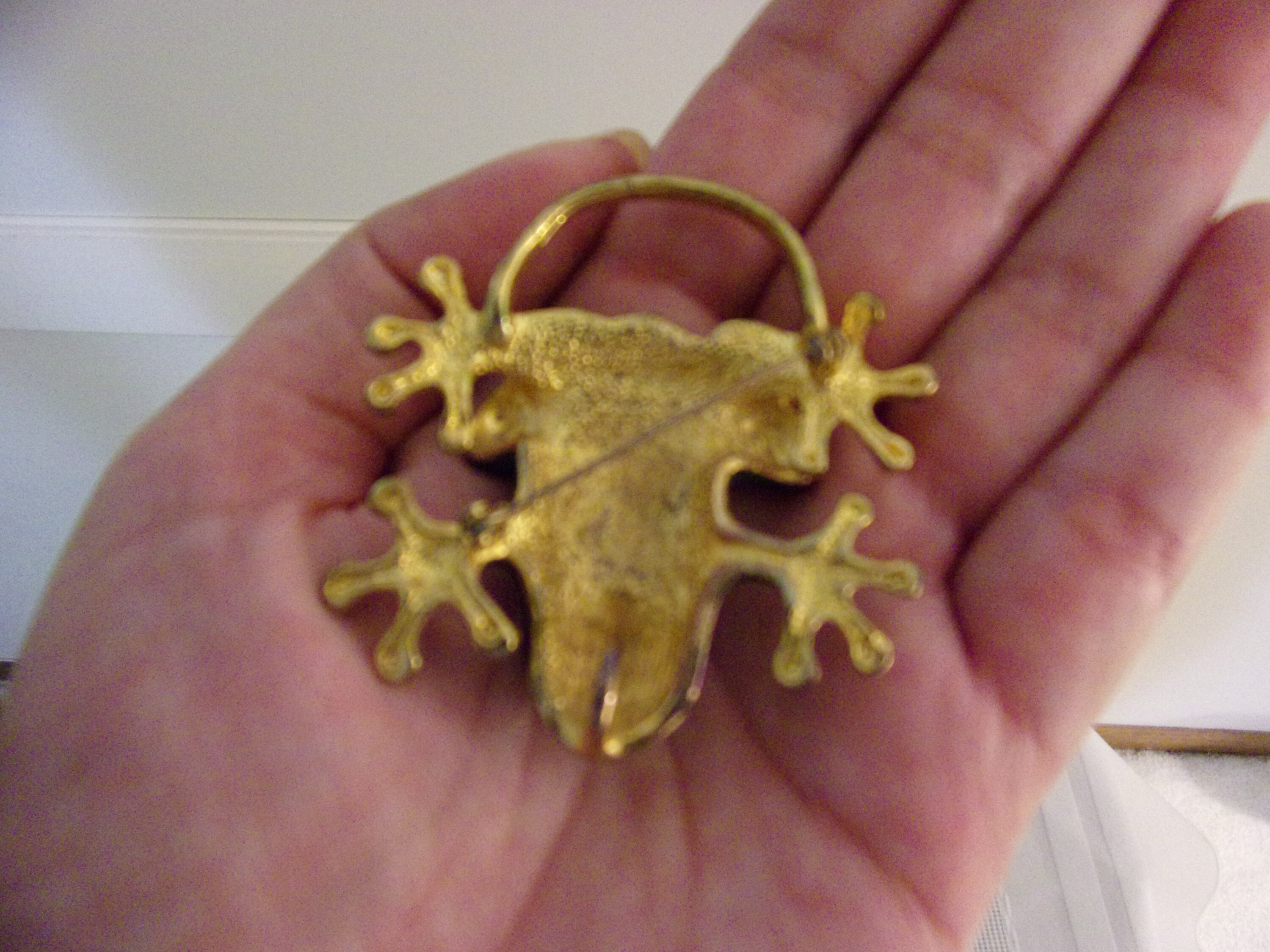 Vintage Large Frog Pin With Rhinestone Eyes | Etsy