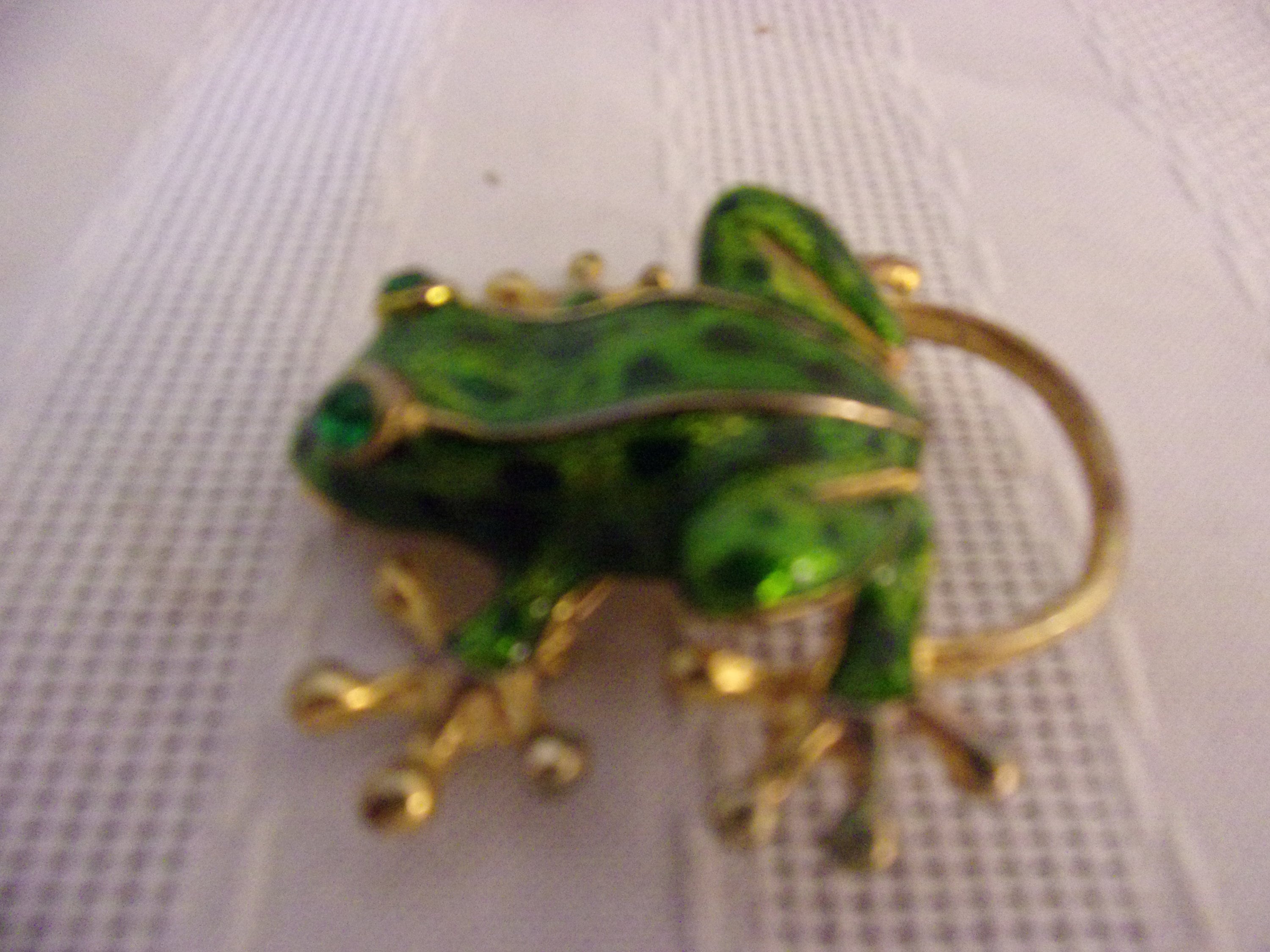 Vintage Large Frog Pin With Rhinestone Eyes | Etsy