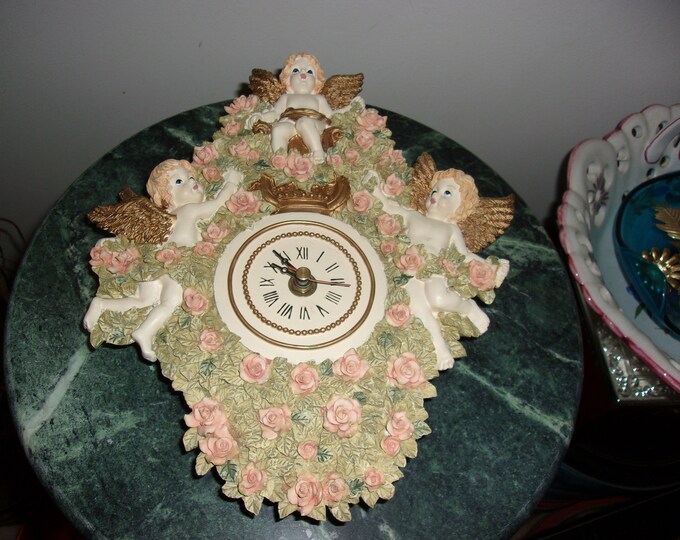 Vintage Trio of Angels With Flowers Wall Clock - Etsy