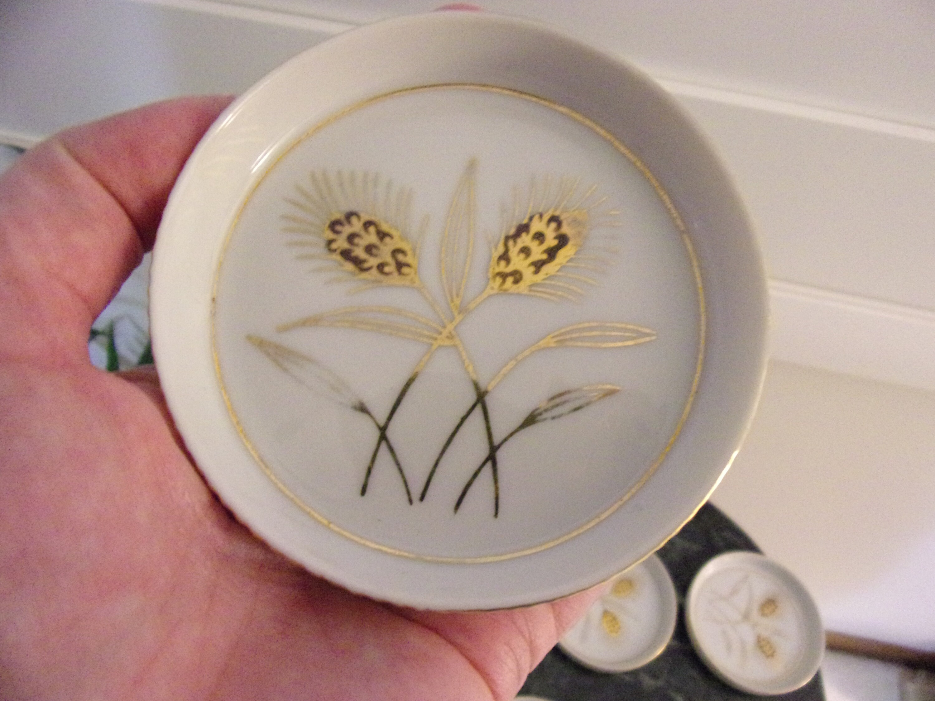 Vintage Set Of Five Ceramic Handpainted Wheat Coasters Made In | Etsy