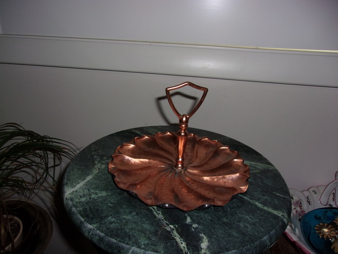 Vintage Gregorian Copper Plated Metal Dish With Handle - Etsy