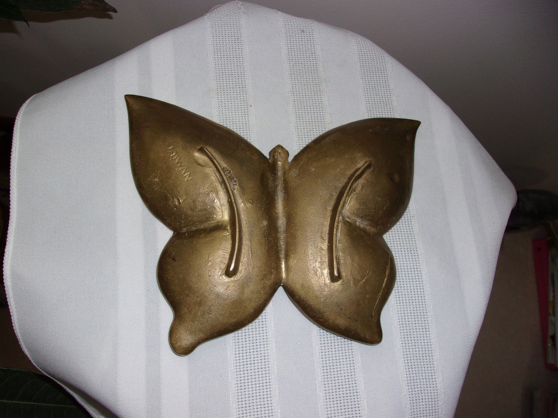 Vintage Decorative Heavy Brass Butterfly Tray - Etsy