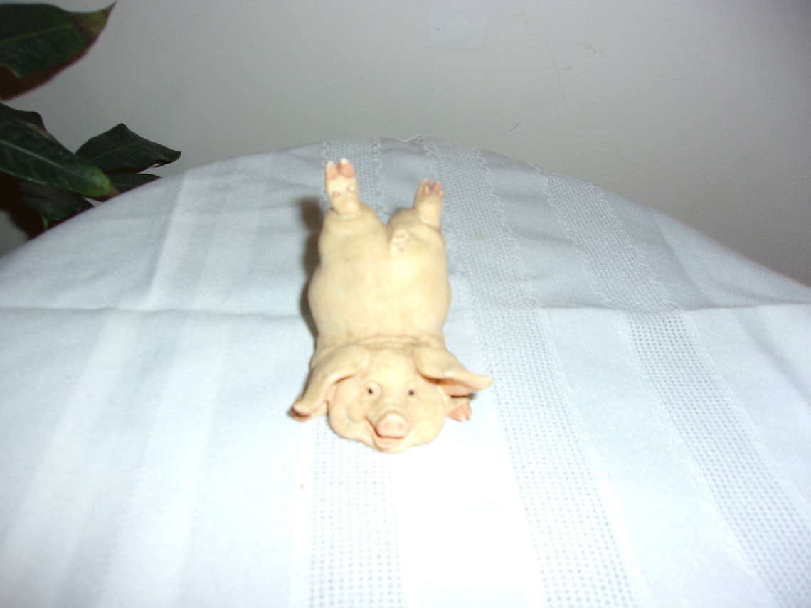 Vintage Playful Pig Figurine - Etsy