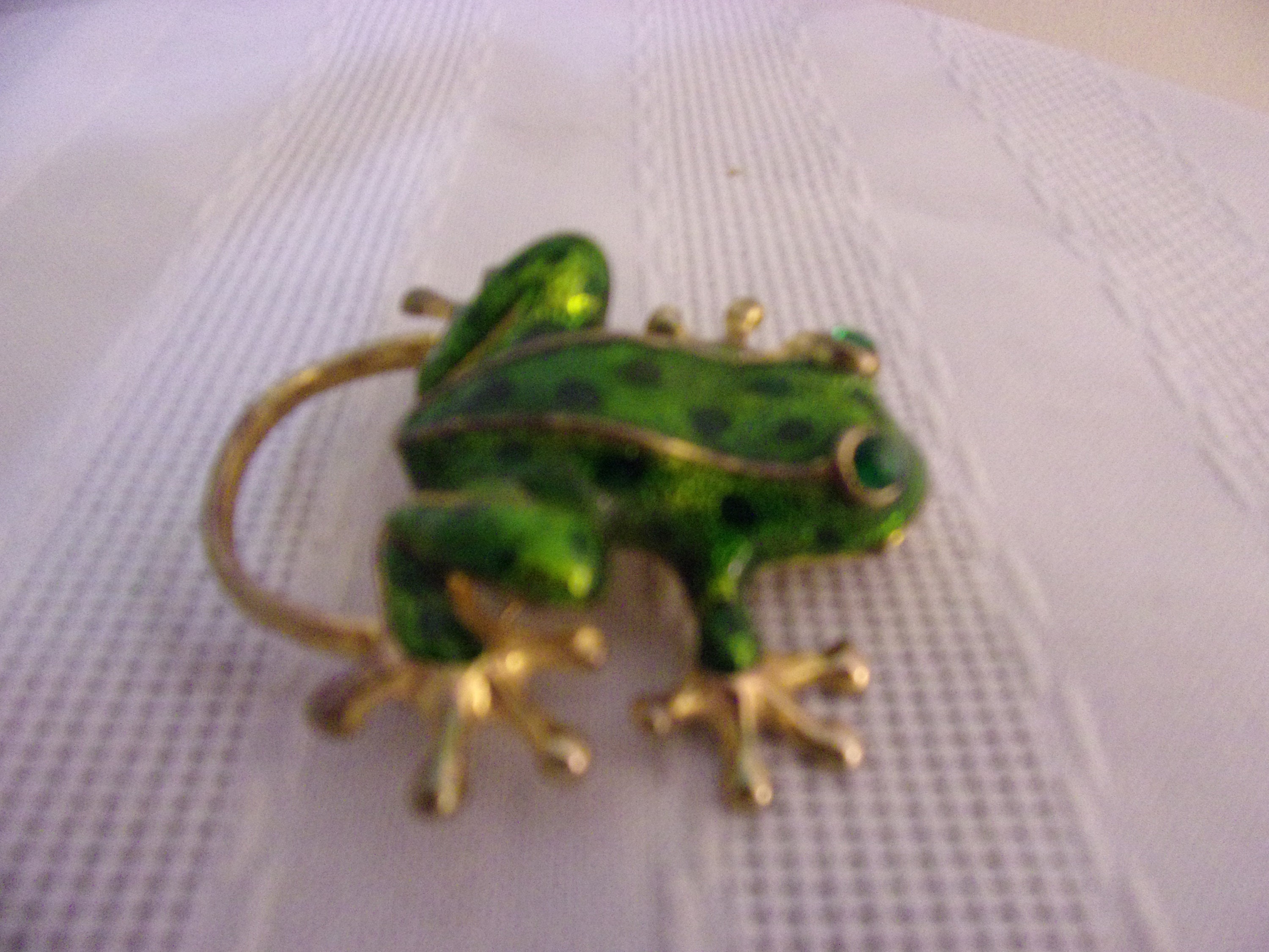 Vintage Large Frog Pin With Rhinestone Eyes | Etsy