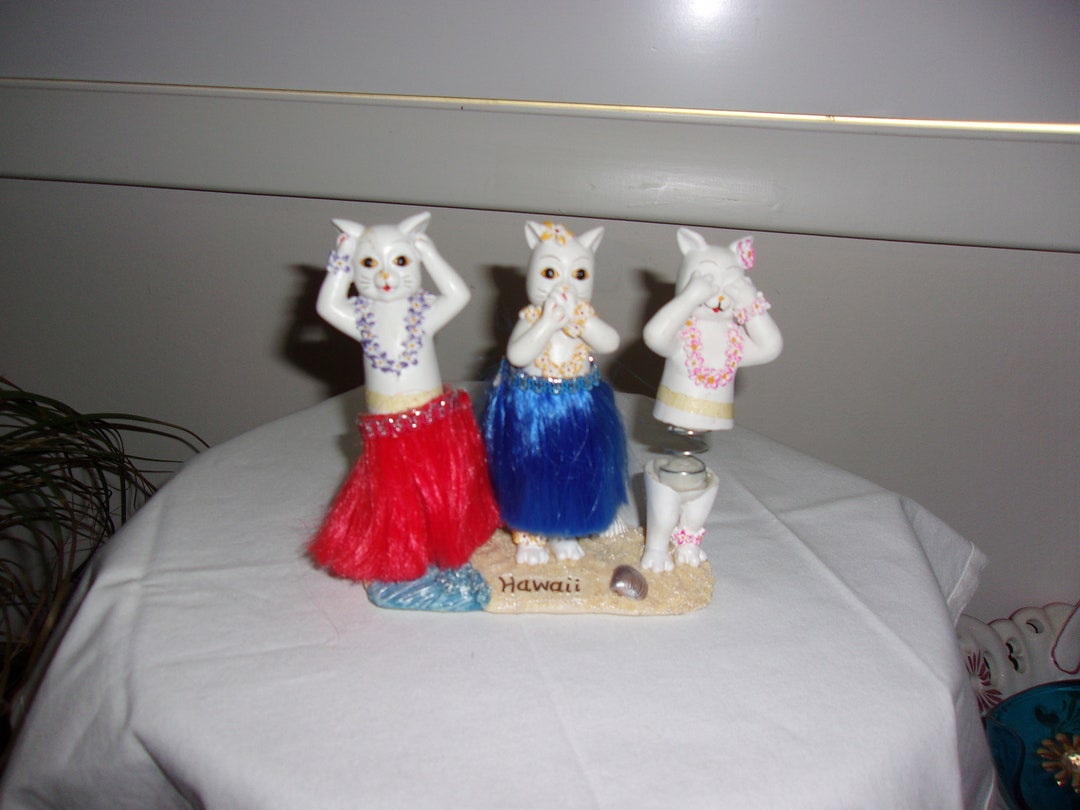 Vintage Hawaii Hula Cats Figurine - Etsy