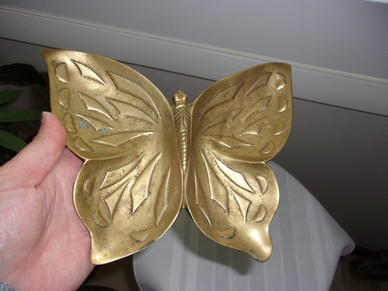 Vintage Decorative Heavy Brass Butterfly Tray - Etsy