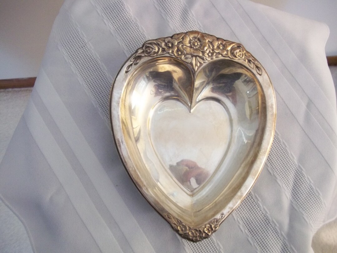 Vintage Silverplate Heart Dish - Etsy