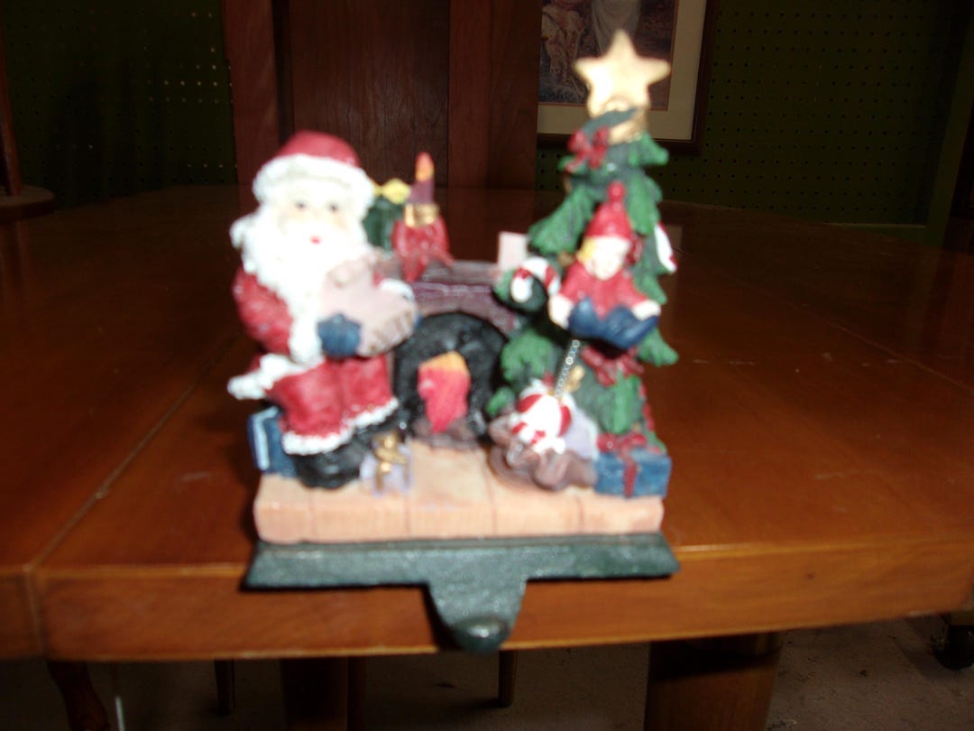 Vintage Cast Iron Santa With A Tree Stocking Holder - Etsy