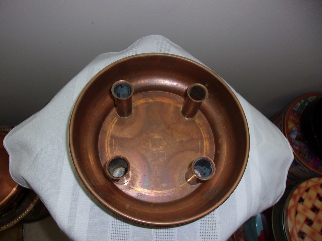 Vintage Copper Candle Holder Flower Holder Bowl - Etsy