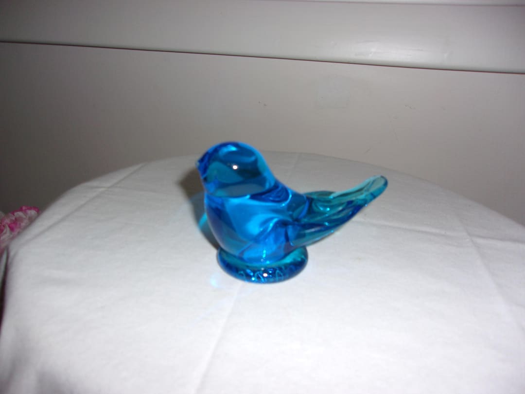 Vintage Art Glass Blue Bird of Happiness Figurine - Etsy