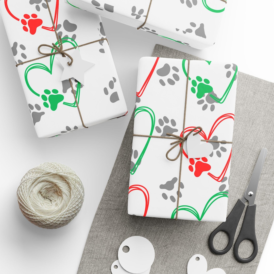 Paw Print Wrapping Paper Roll: Pet Lover Gift Wrap - Etsy
