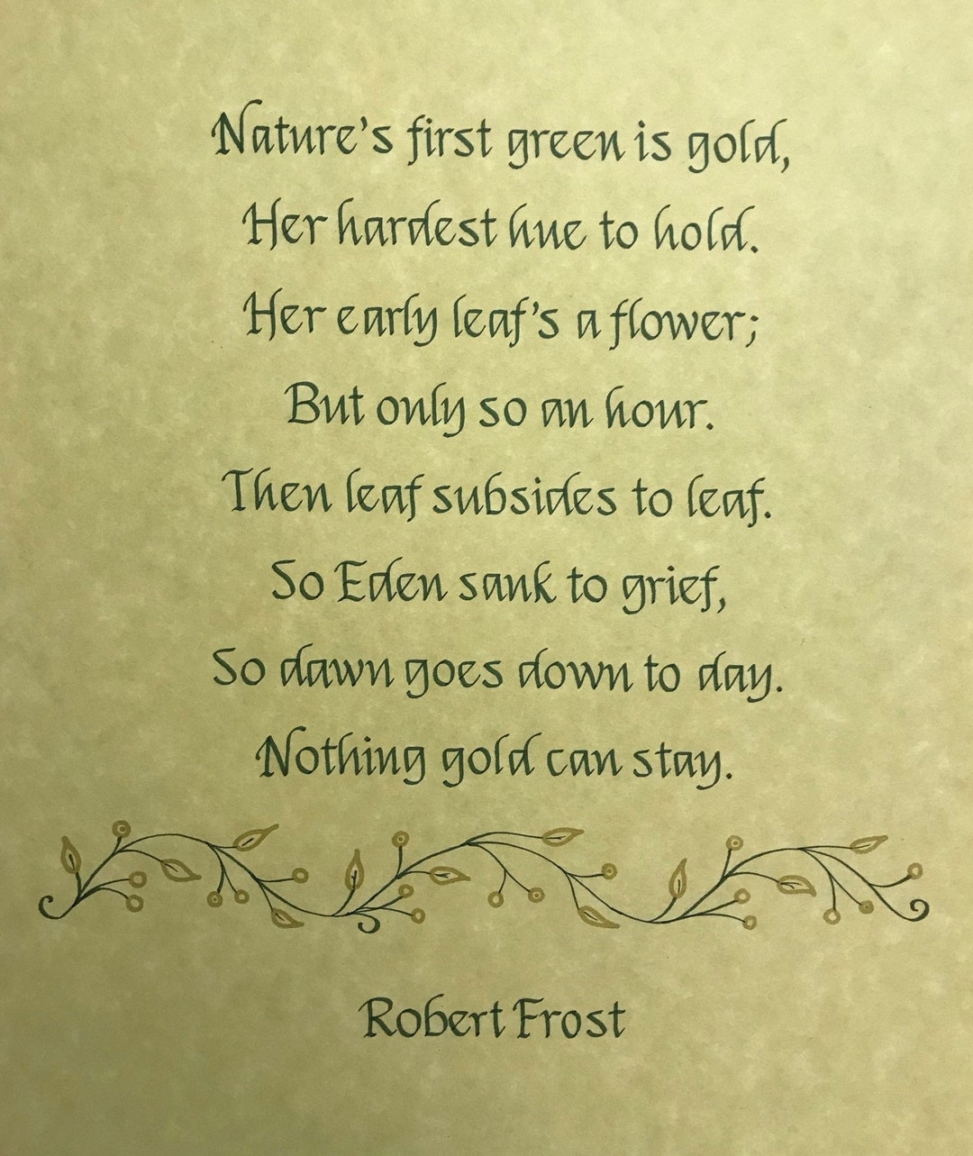 Robert Frost's nothing Gold Can Stay Calligraphy Page - Etsy