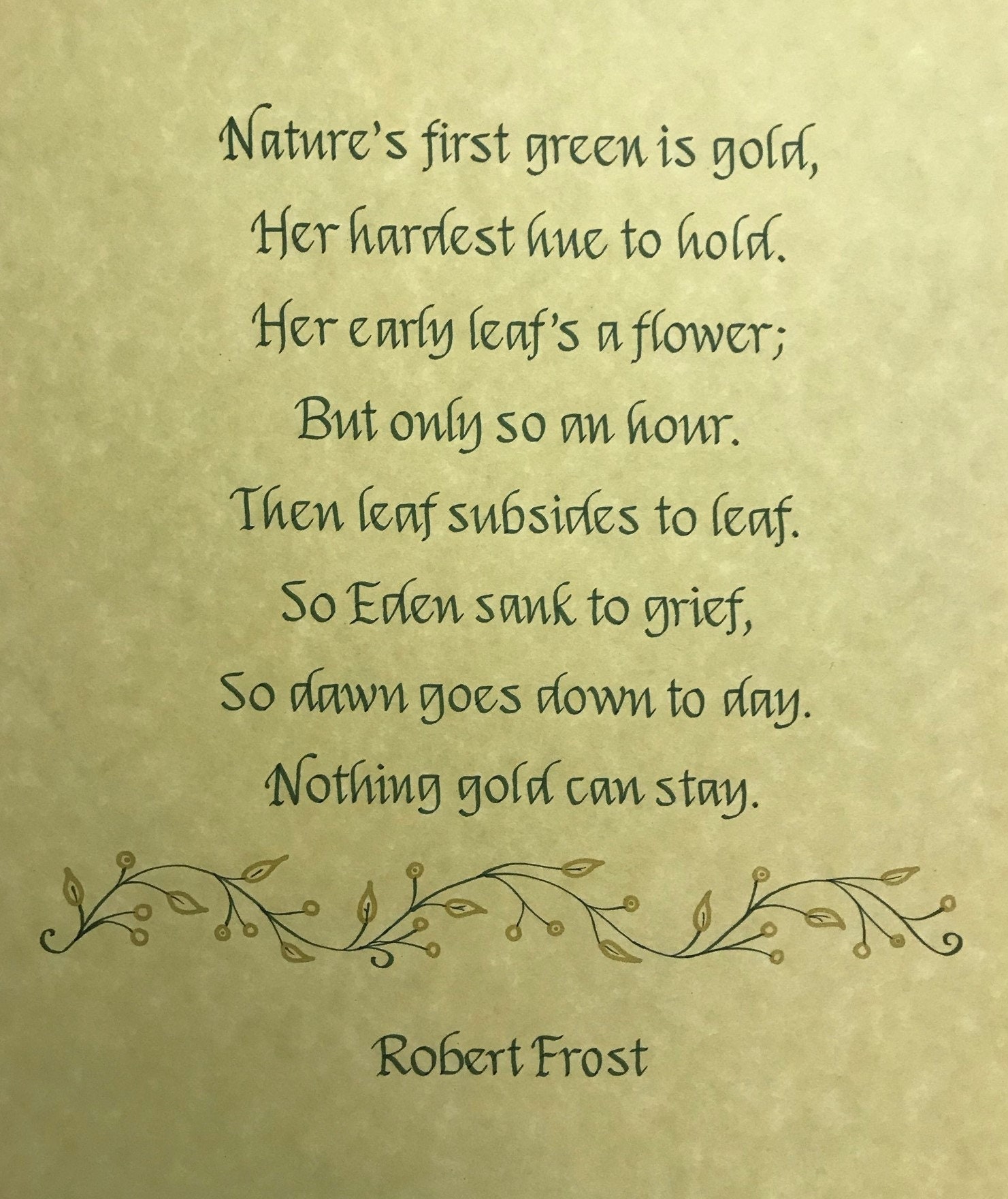 Robert Frost's nothing Gold Can Stay Calligraphy Page - Etsy