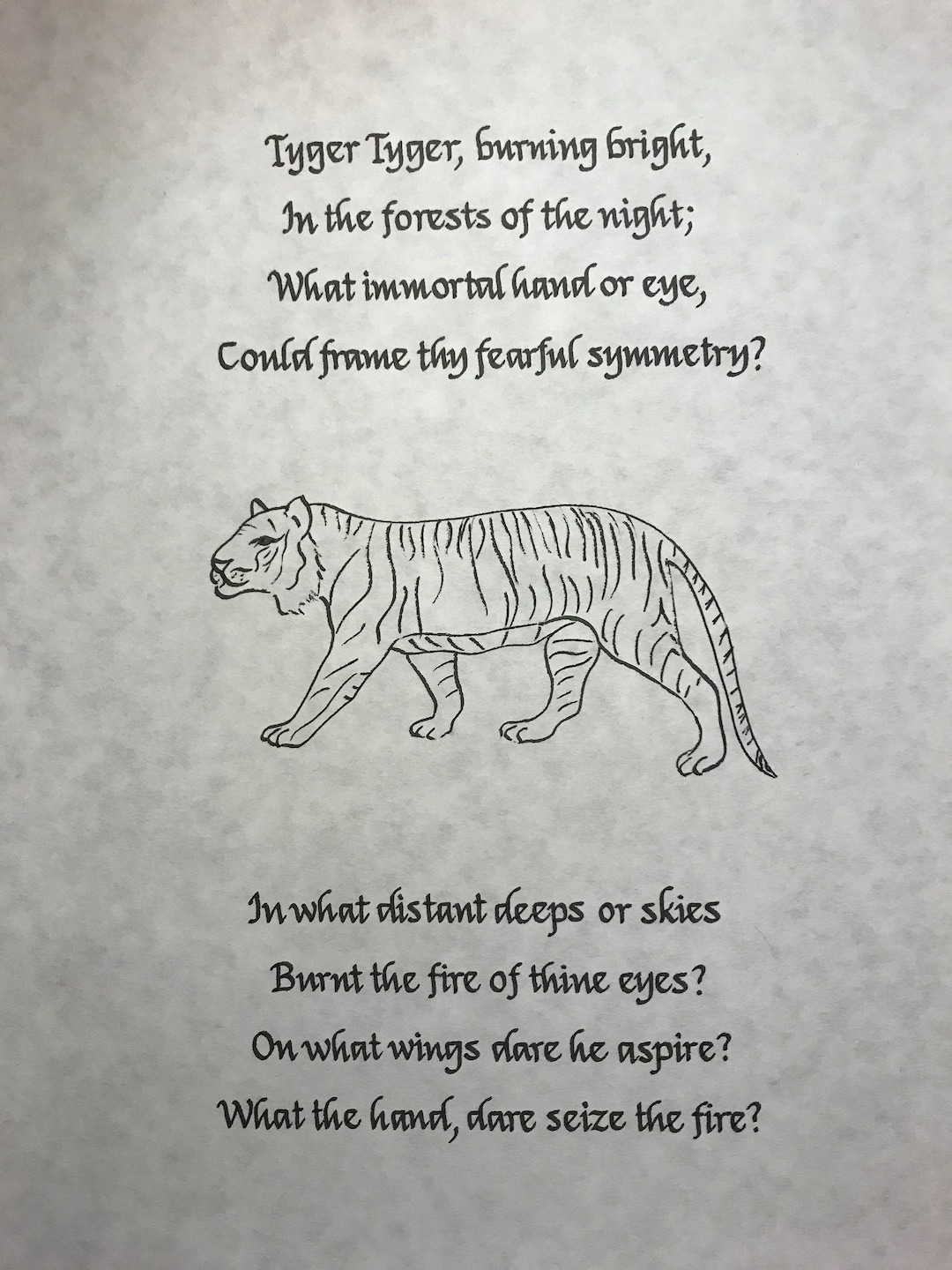 Blake's "the Tyger" Calligraphy Page - Etsy