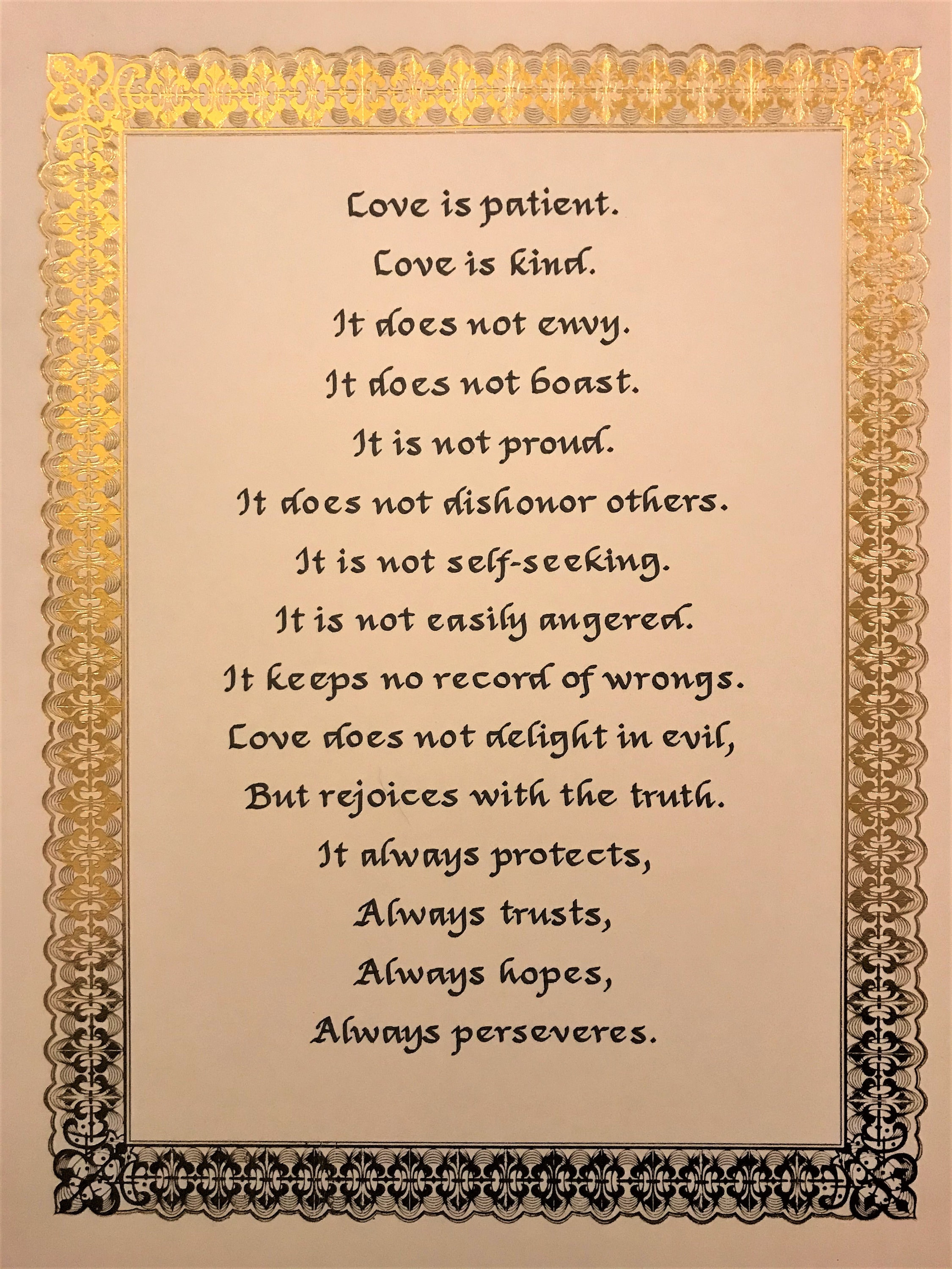 1 Corinthians "love is Patient" Calligraphy Page - Etsy