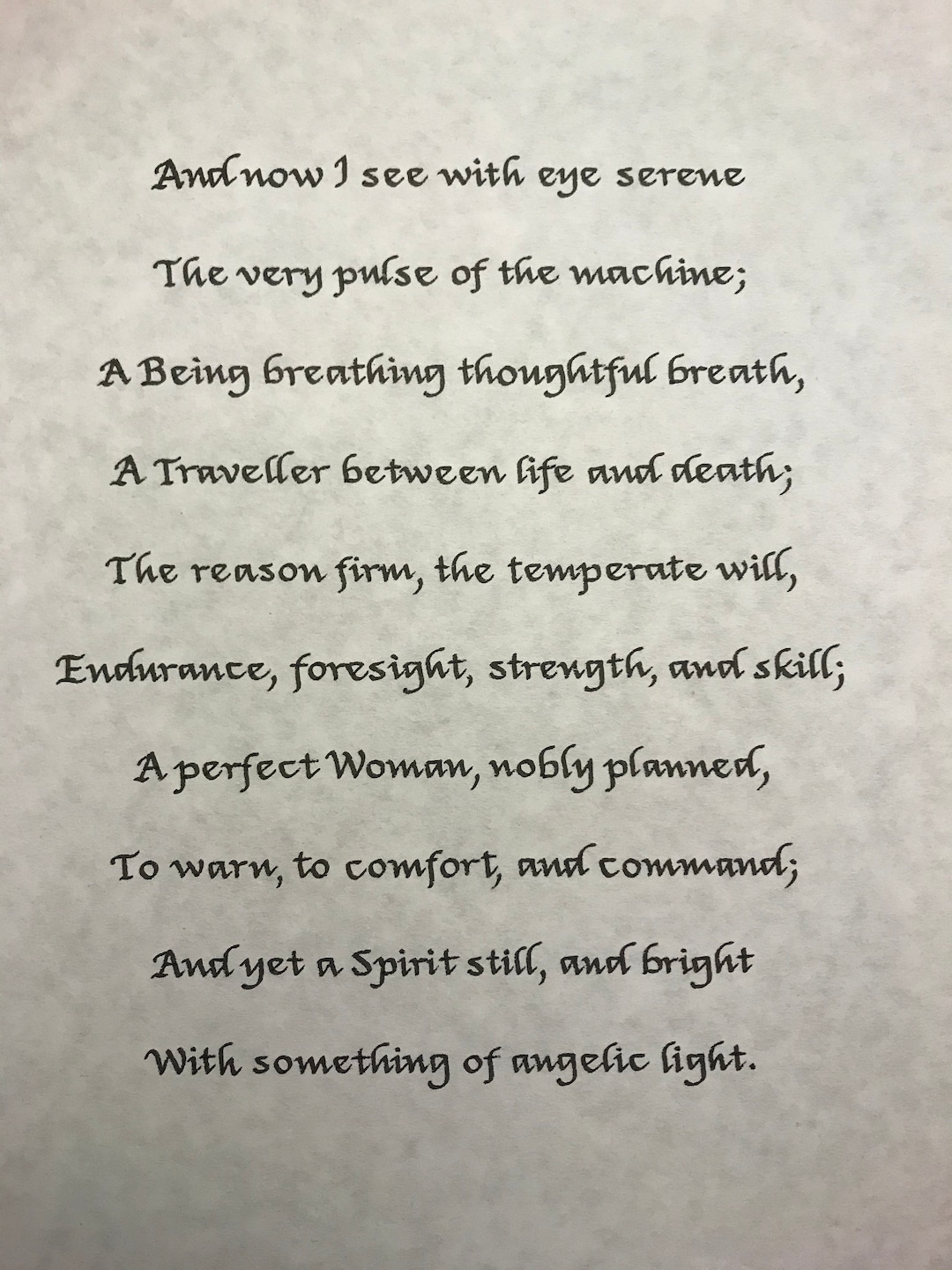 Wordsworth's "she Was a Phantom of Delight" Calligraphy Page - Etsy