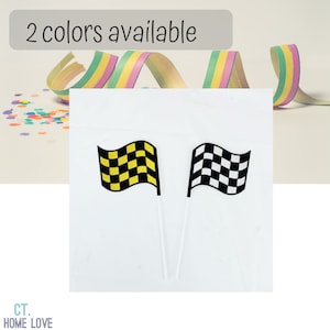 Race Car Flags Cake Topper - Racing Car Boys First Birthday Cake Topper ...