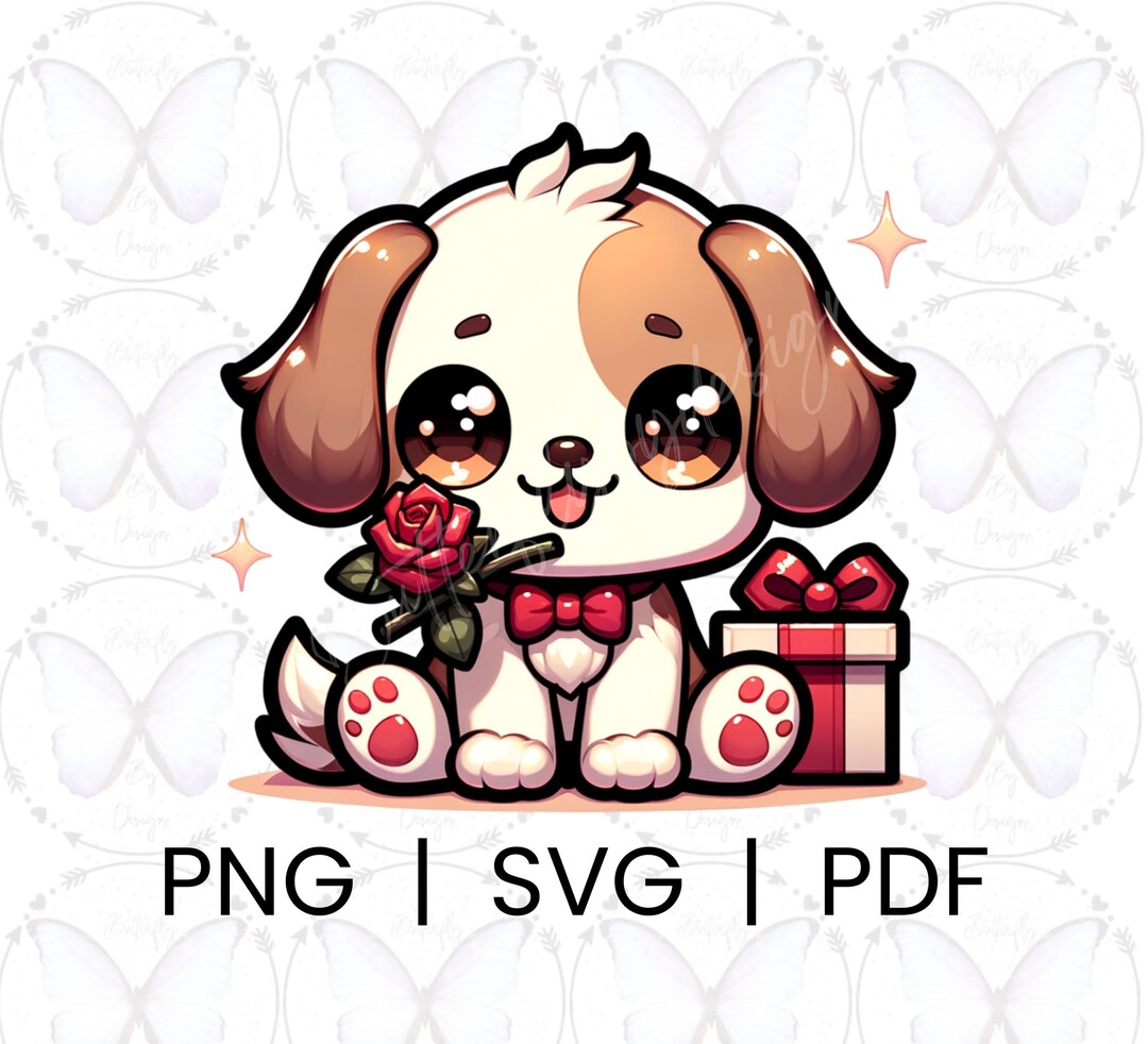 Valentine's Day Puppy Love Clipart, Cute Puppy, Dog Clipart, Romantic ...