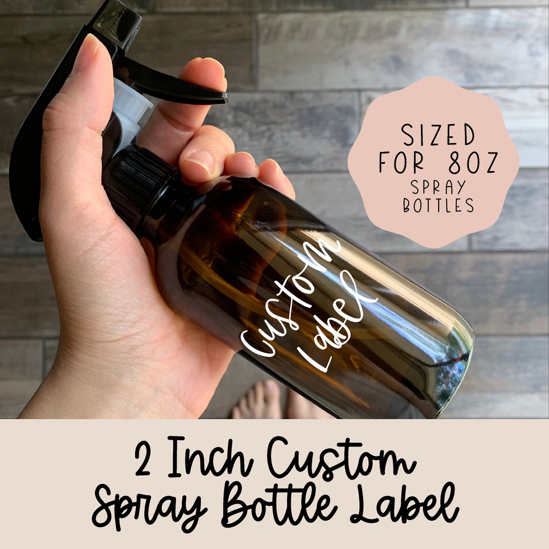 CUSTOM Label- 2in Width Fit for 8 Oz Spray Bottle || Two Lines, Two ...