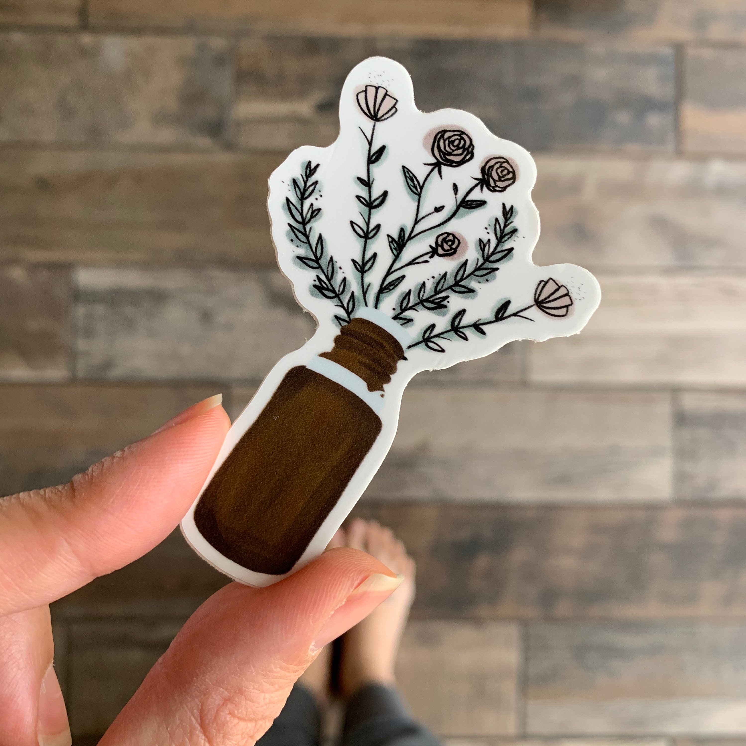 Simple Oil Bottle and Florals Sticker || Vinyl Sticker || Tumbler ...