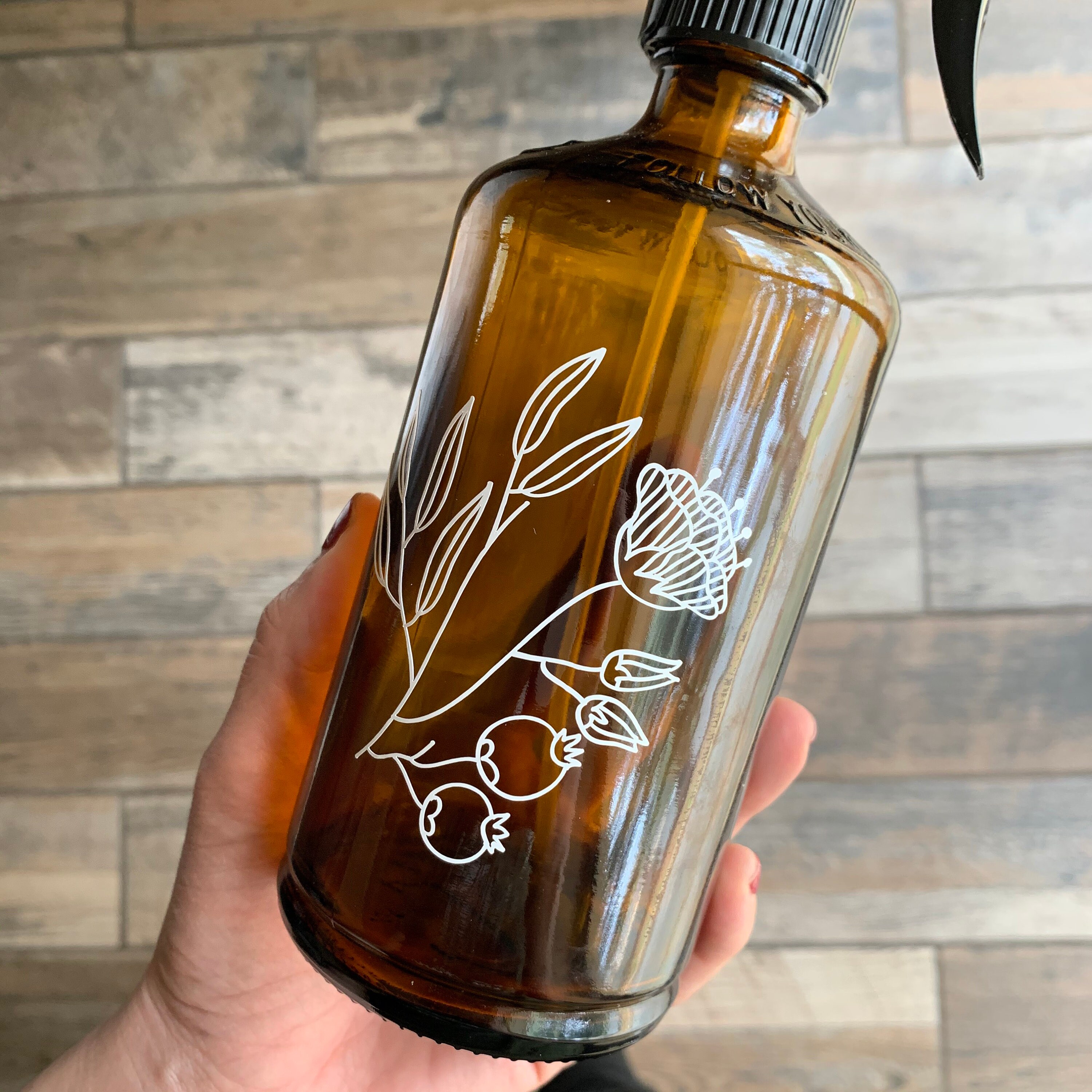 Floral Outline Bottle Label Household Cleaner or Plant | Etsy