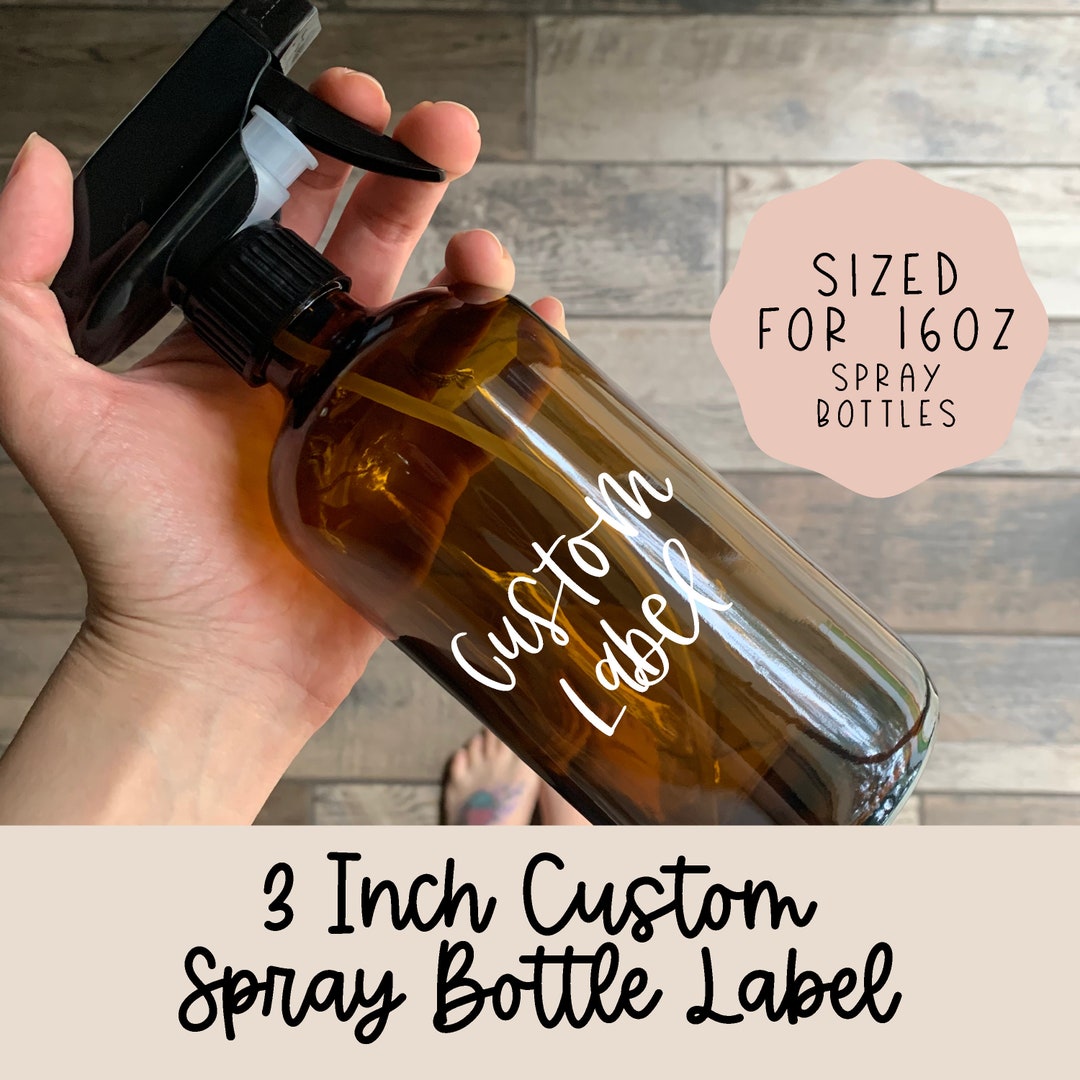 CUSTOM Label- 3in Width Fit for 16 Oz Spray Bottle || Two Lines, Four ...