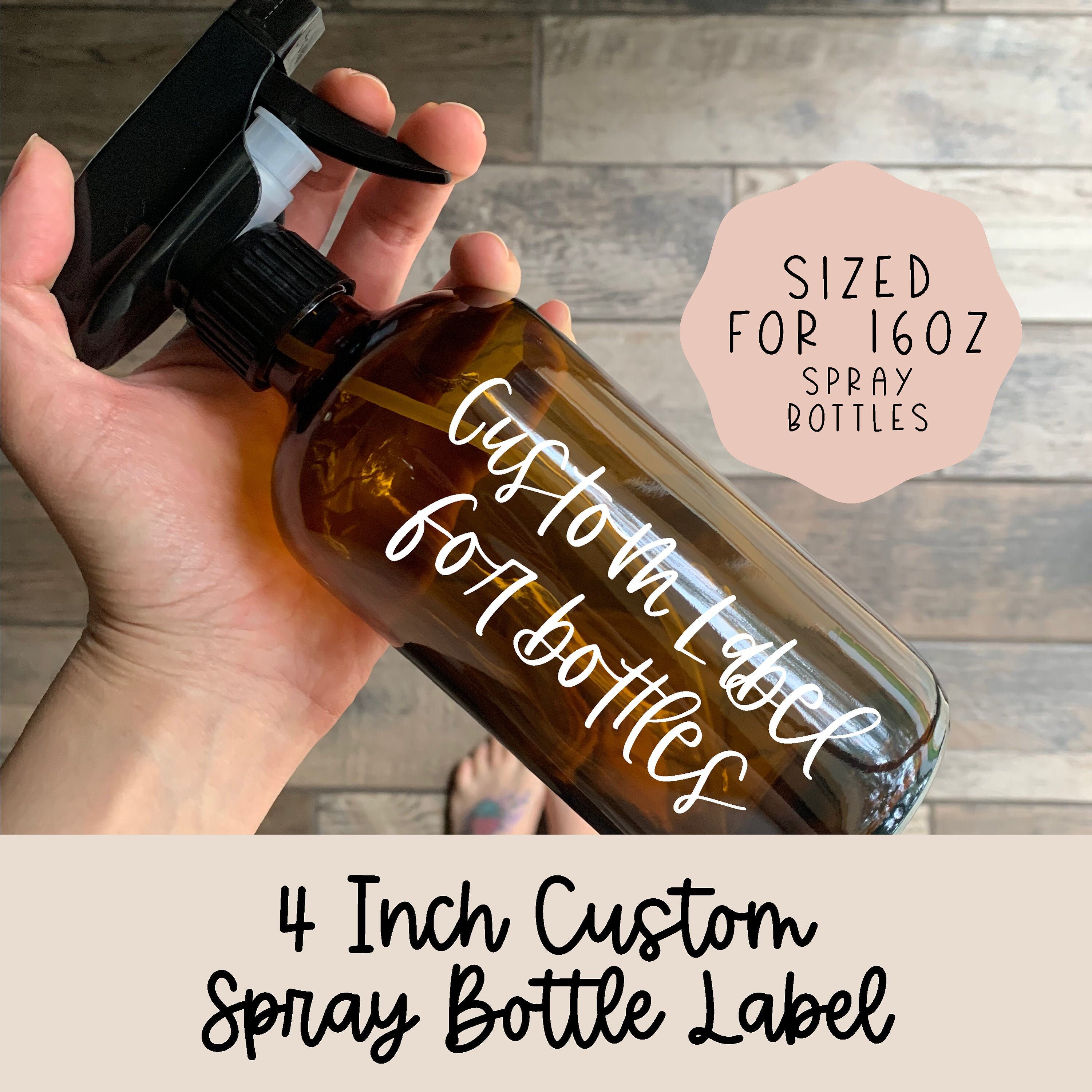 CUSTOM Label 4in Width Fit for 16 Oz Spray Bottle Two - Etsy