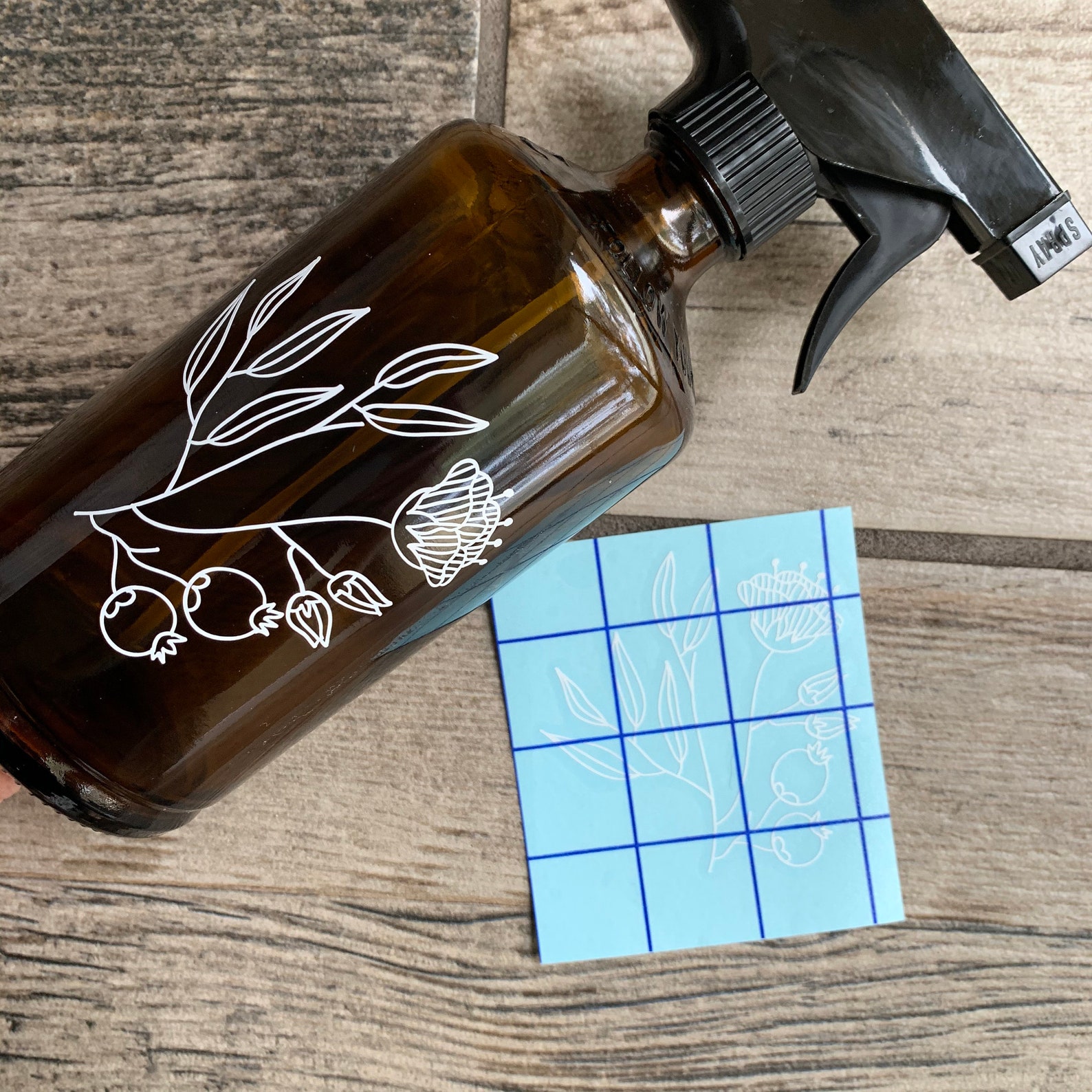 Floral Outline Bottle Label Household Cleaner or Plant | Etsy