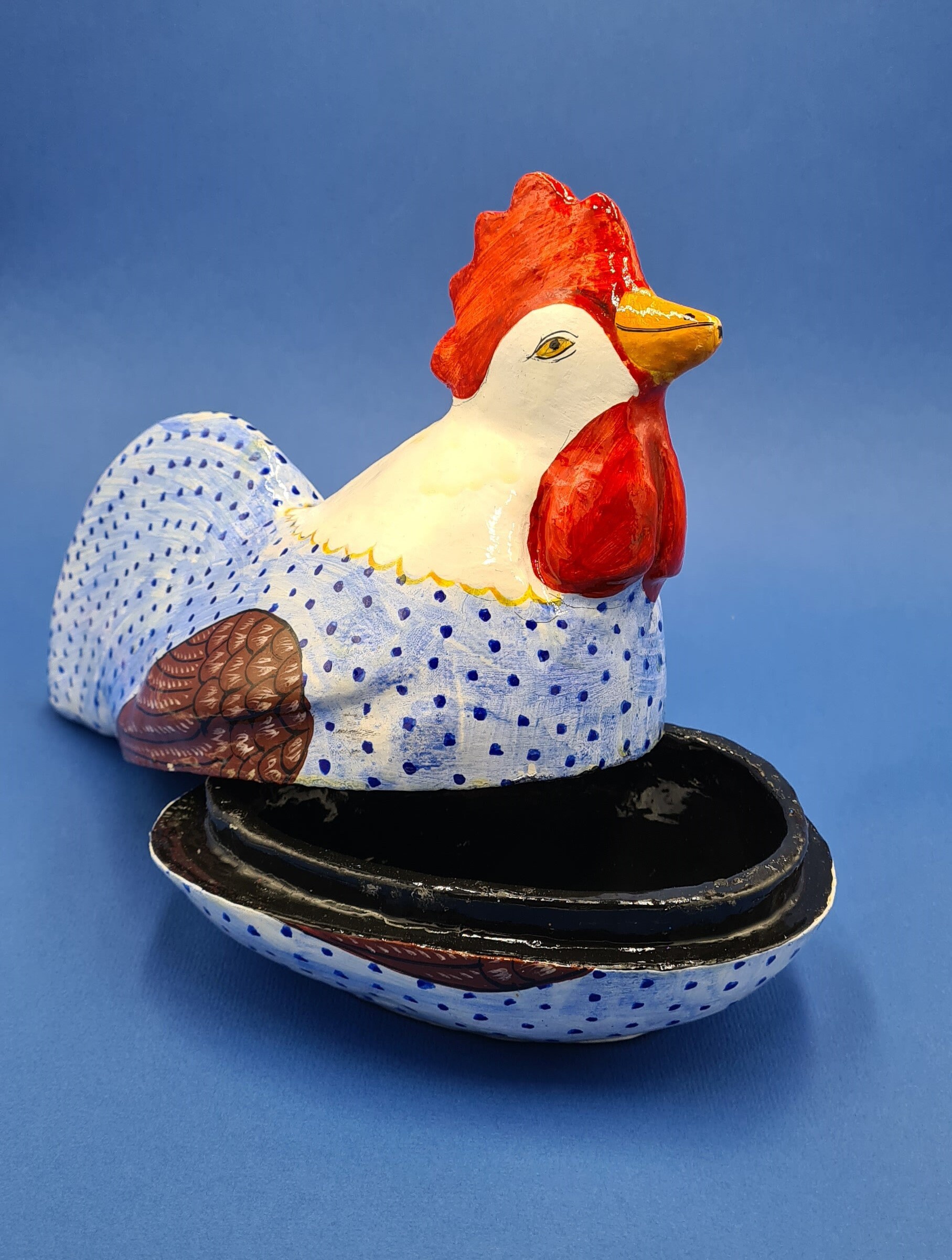 Hand-painted Paper Mache Hen Box. Paper Mache Box. - Etsy UK