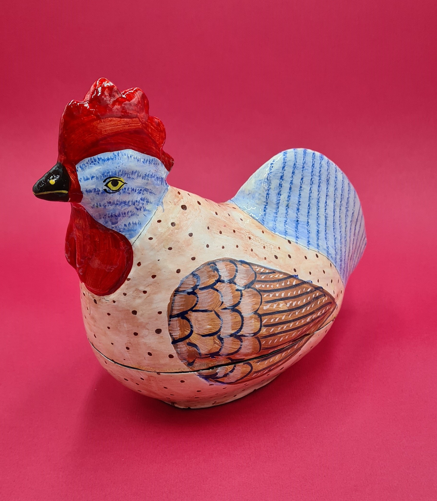 Hand-painted Paper Mache Chicken Box. Paper Mache Box. | Etsy