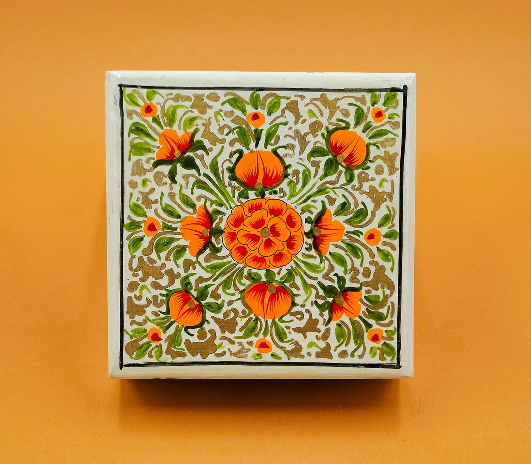 Traditional Kashmiri Papier Mache. Hand-painted Lacquered Paper Box. - Etsy
