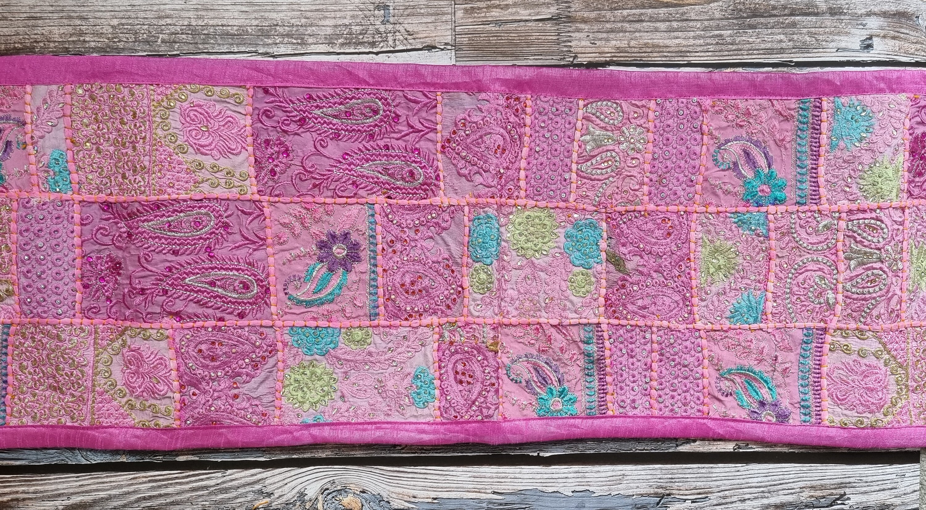 Embroidered Table Runner. Patchwork Sari Wall Hanging Made in - Etsy