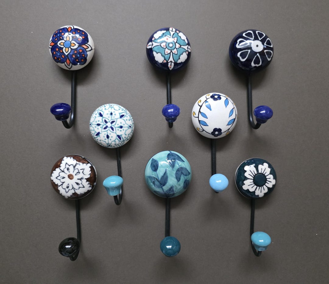 Medium Colorful Vintage Hangers Ceramic Wall Hook Wall Hanger - Etsy